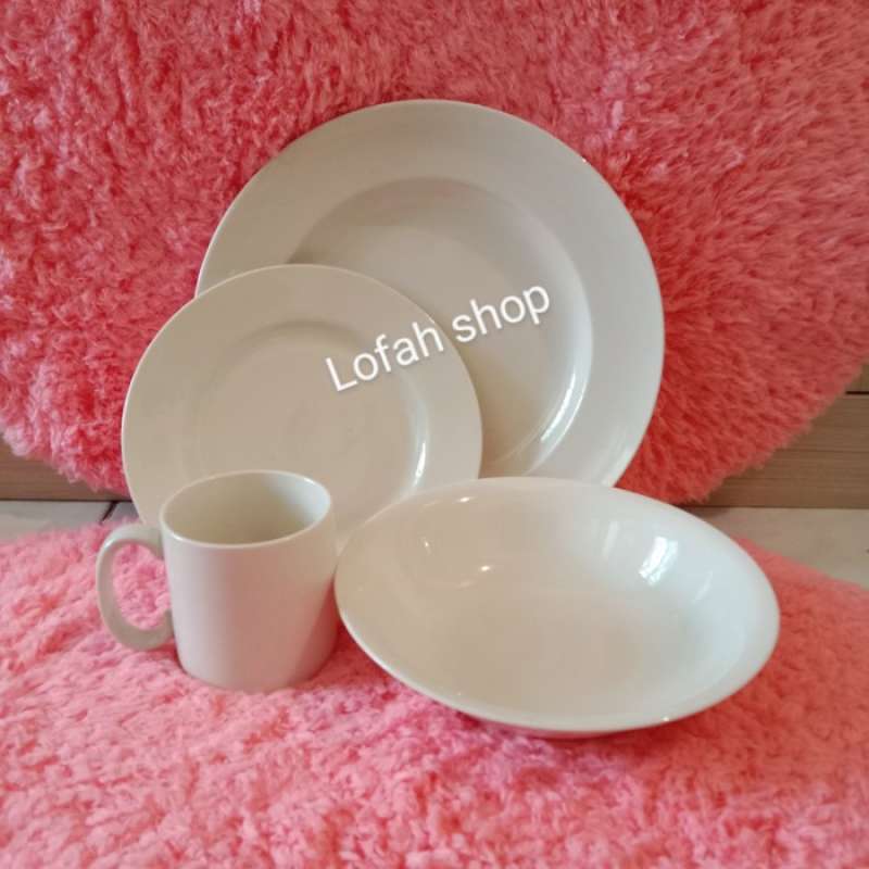 Promo dinner set/piring keramik/piring keramik putih gading/piring set ...