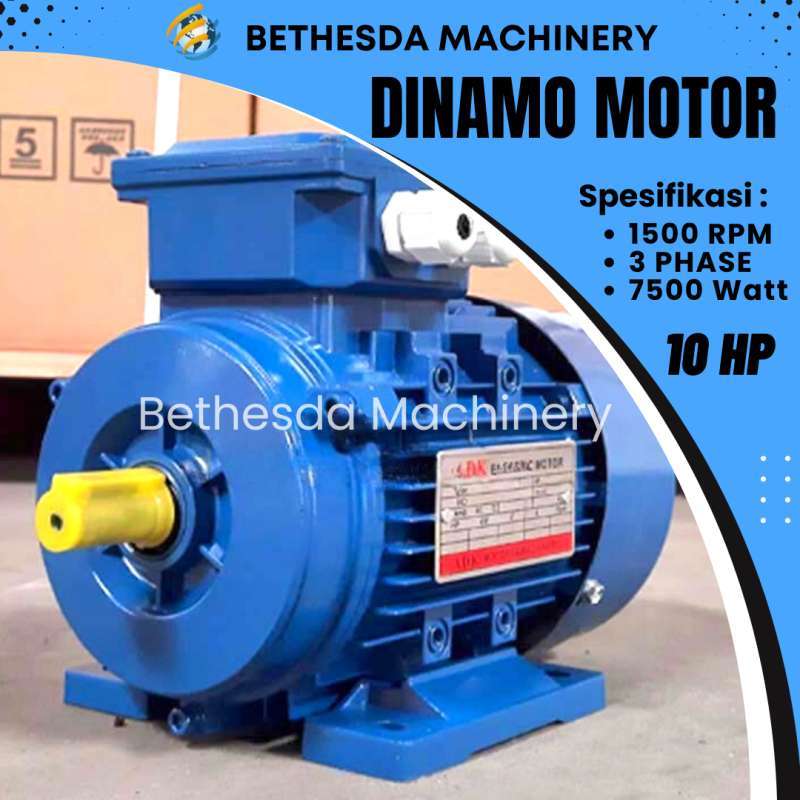 Jual Motor Electro Dinamo 10 Hp 7.5 Kw 3 Phase B3 1500 RPM 4 Pole ADK MESIN di Seller Bethesda ...