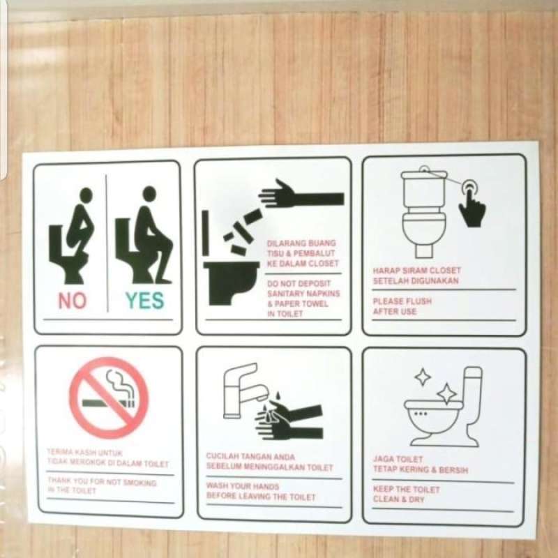 Jual sign stiker tata cara penggunaan toilet / sticker cara pakai ...