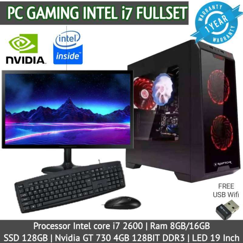 Promo PC Core i7 VGA Card 4GB SSD 120GB Gaming ok Monitor 19 inch ...
