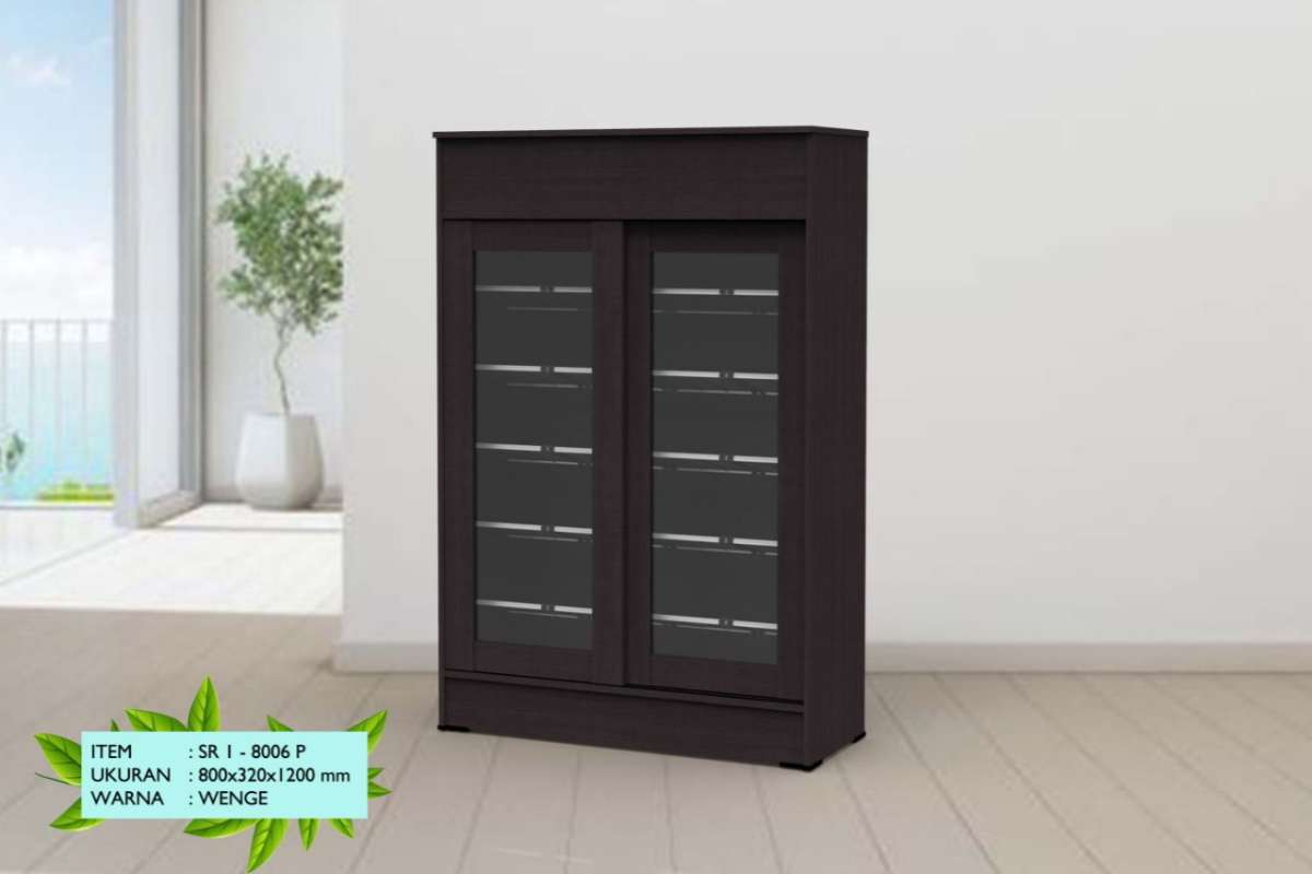Jual Lemari Sepatu Sliding uk 120cm Hitam Polos - Rak Sepatu Pintu ...