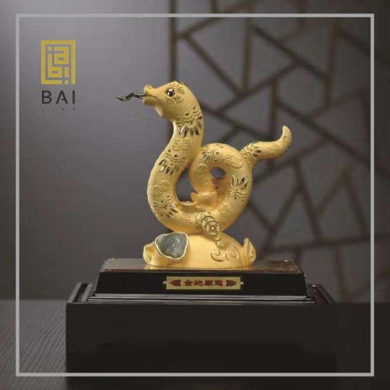 Jual Bai Gift Pajangan Patung Shio Ular Lapis Emas 24k Bersertifikat ...