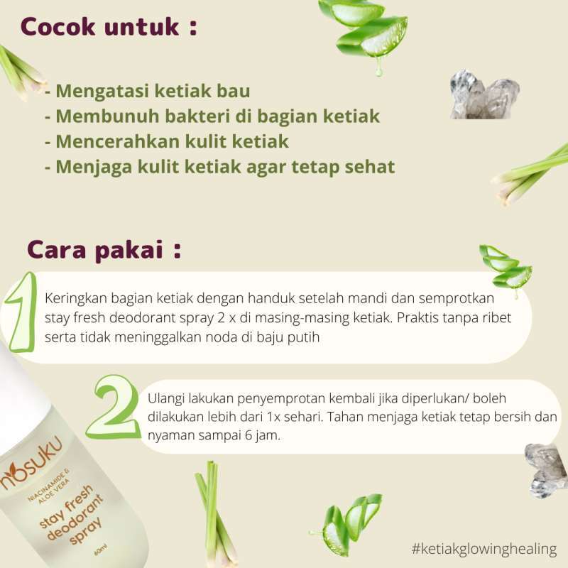 Jual Nosuku Stay Fresh Deodorant Spray - Lemongrass Tawas Niacinamide ...
