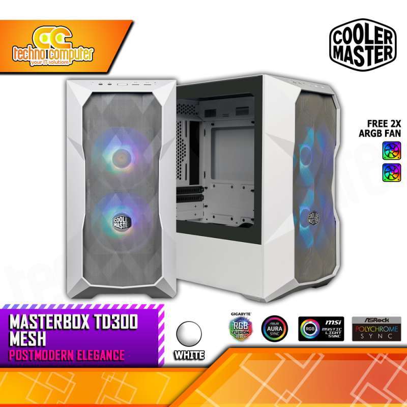 Jual CASING COOLERMASTER MASTERBOX TD300 MESH White - mATX Case With ...