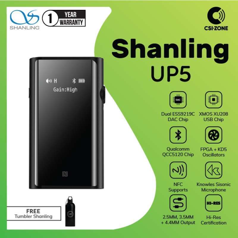 Promo Shanling Up5 Portable Hi-Fi Bluetooth Headphone Amplfier & Dac ...