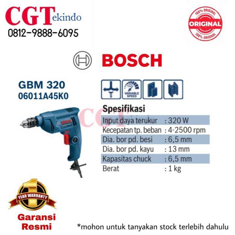 Jual Bor Besi 6mm Bosch GBM 320 / Bor Listrik / Bosch Drill di Seller ...