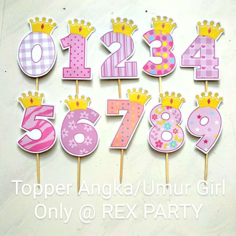 Jual Topper Kue Angka Umur/Cake Topper Birthday Number Candle/One Month ...