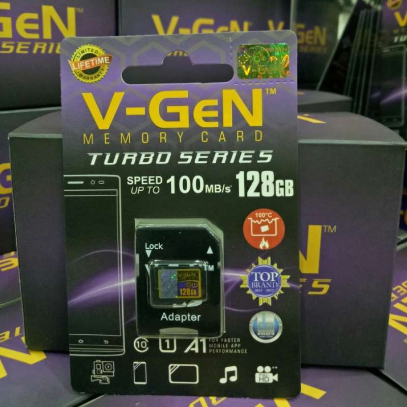 Jual V-GEN MICRO SD VGEN 128GB CLASS 10 TURBO SERIES + ADAPTOR MEMORY ...