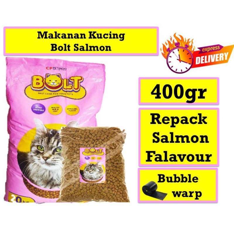 Jual Bolt Salmon Cat Food Bulat - Makanan Kering Kucing Repack 400 Gr ...