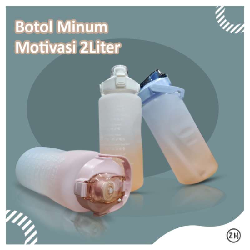 Jual Botol Minum Motivasi dengan Penanda Waktu Kapasitas Besar 2 liter ...