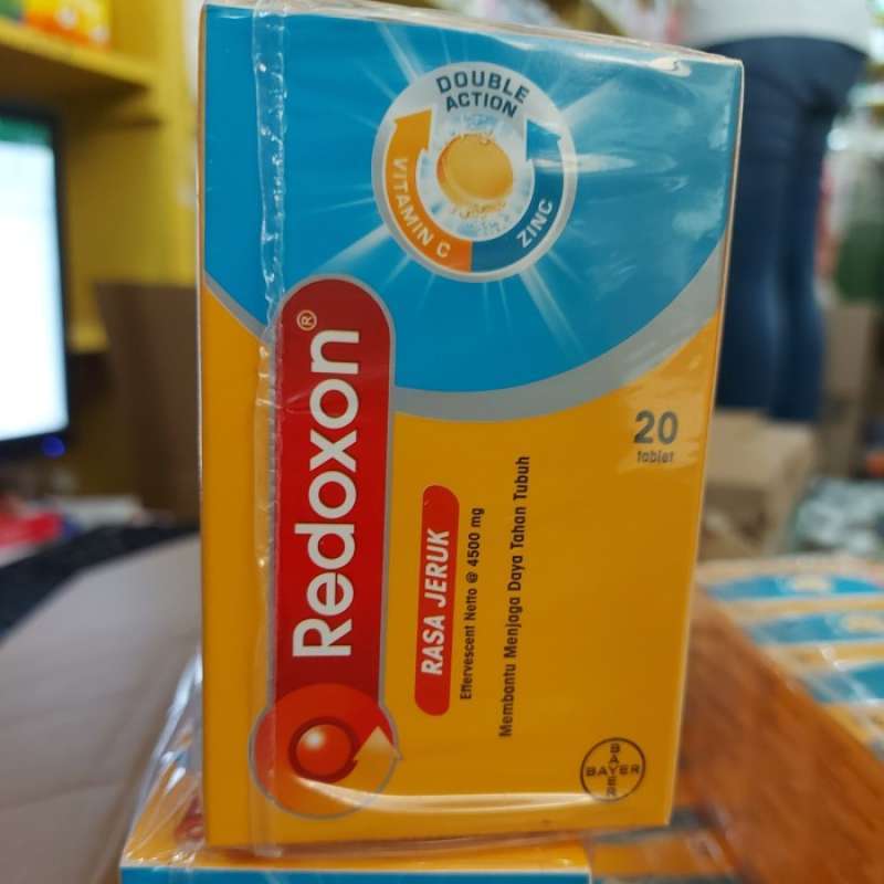 Jual redoxon isi 20 tablet double action vitamin c & zinc rasa jeruk di ...