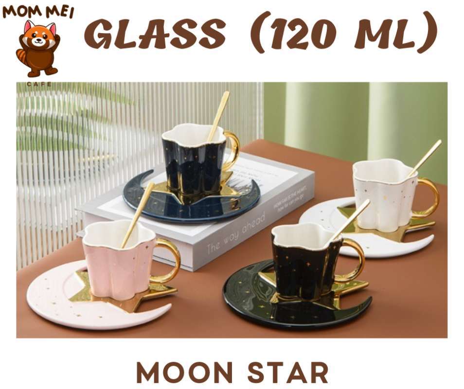 Jual (set) Gelas + Tatakan Bulan Bintang / Glass Moon Star Di Seller ...