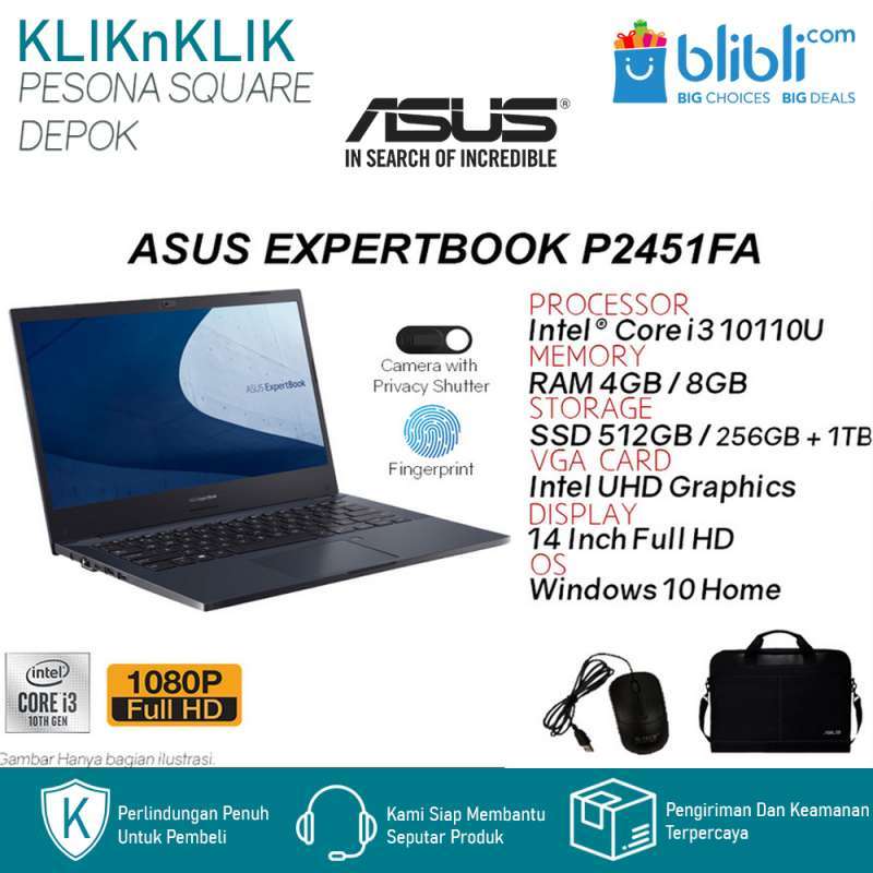 Jual Laptop ASUS Expertbook P2451FA EK3420T Intel i3 10110U 8GB 512GB ...