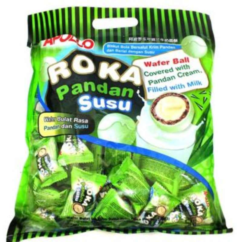 Jual Wafer bola pandan susu Apollo Roka pandan milk wafer ball 50x5g di ...