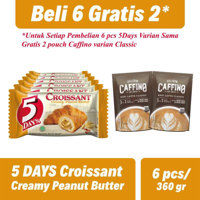 Jual Bandung - Buy 5 Days Croissant Creamy Peanut Butter Roti [60 G/6 ...