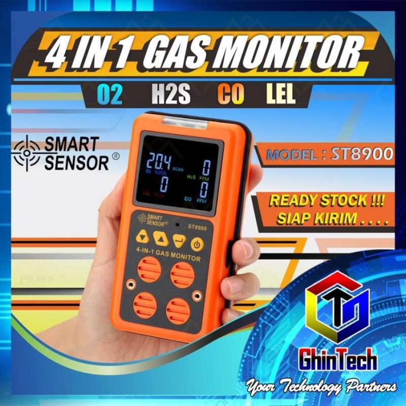 Promo H2S O2 CO LEL Gas Monitor Smart Sensor ST8900 4 in 1 Detector Udara Diskon 7% di Seller ...