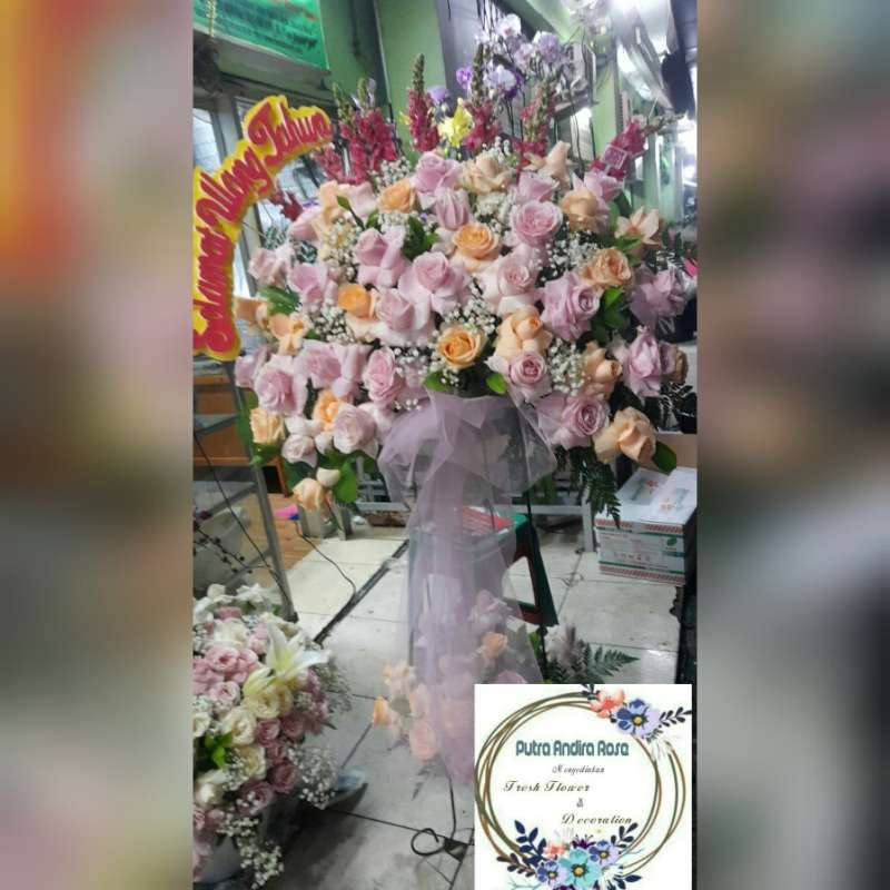 Promo Standing Flower Bunga Rose Putih Peach Variasi Babybread ...