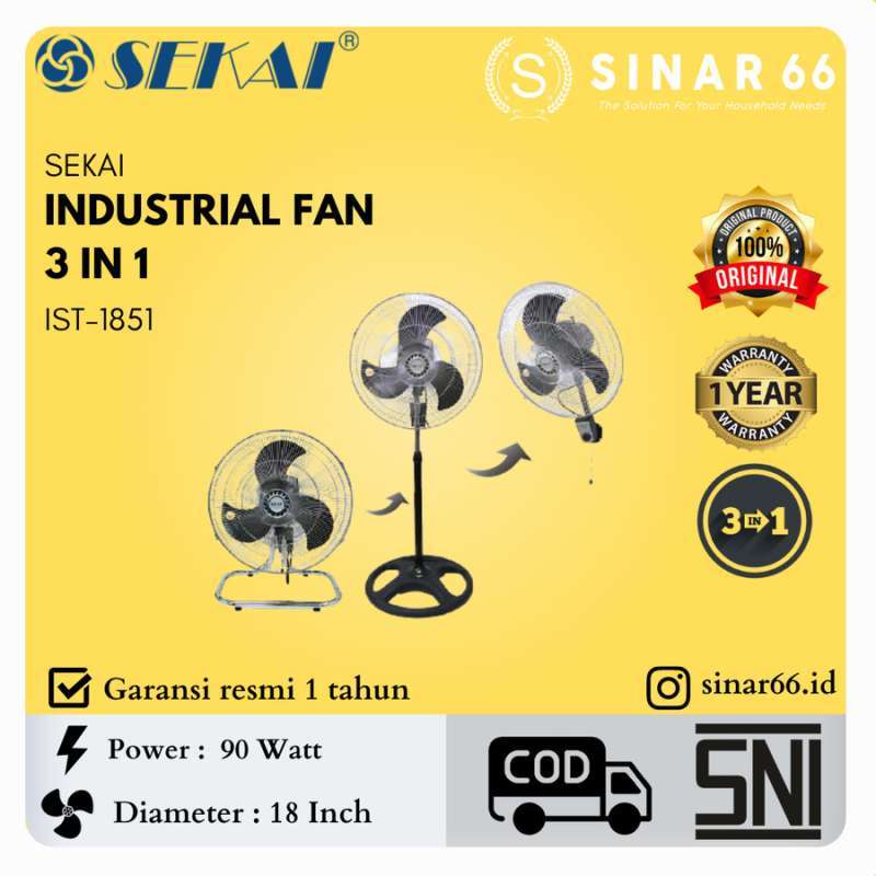 Jual SEKAI INDUSTRIAL FAN 18 IST-1851 3 IN 1 KIPAS ANGIN BESAR di ...