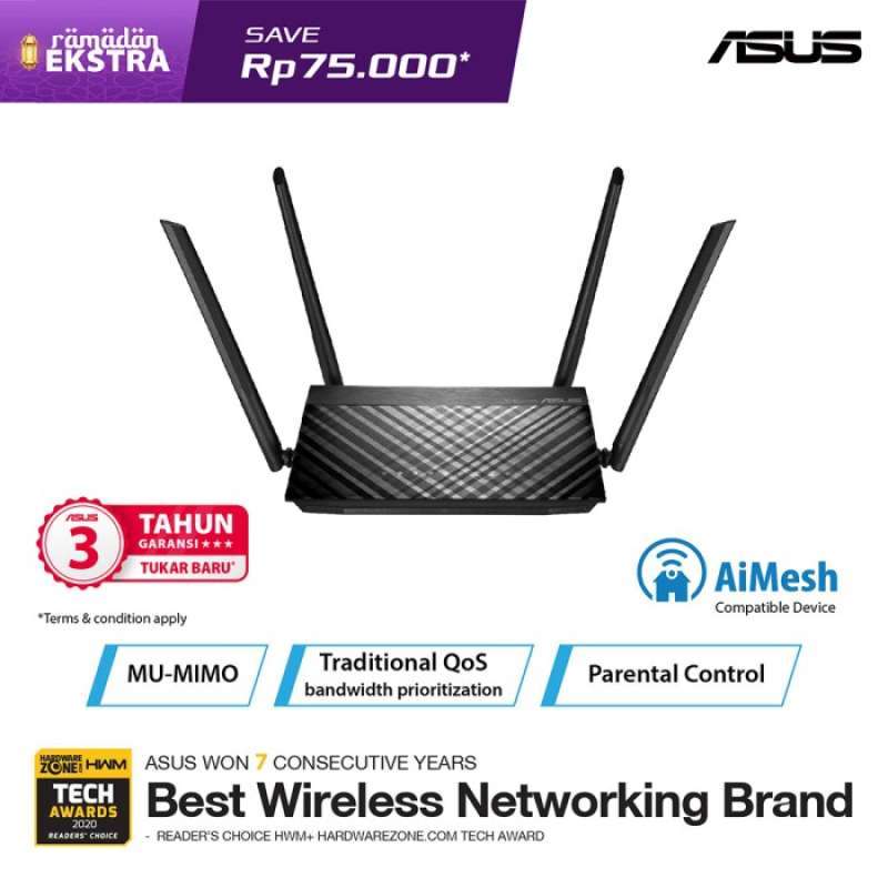 Promo Asus Rt-Ac59U V2 Ac1500 Dual Band Gigabit Wifi Router With Aimesh ...