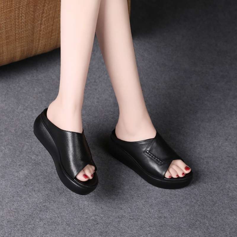 Jual Sandal Slop Platform Wanita Ujung Terbuka Sol Empuk Penambah ...