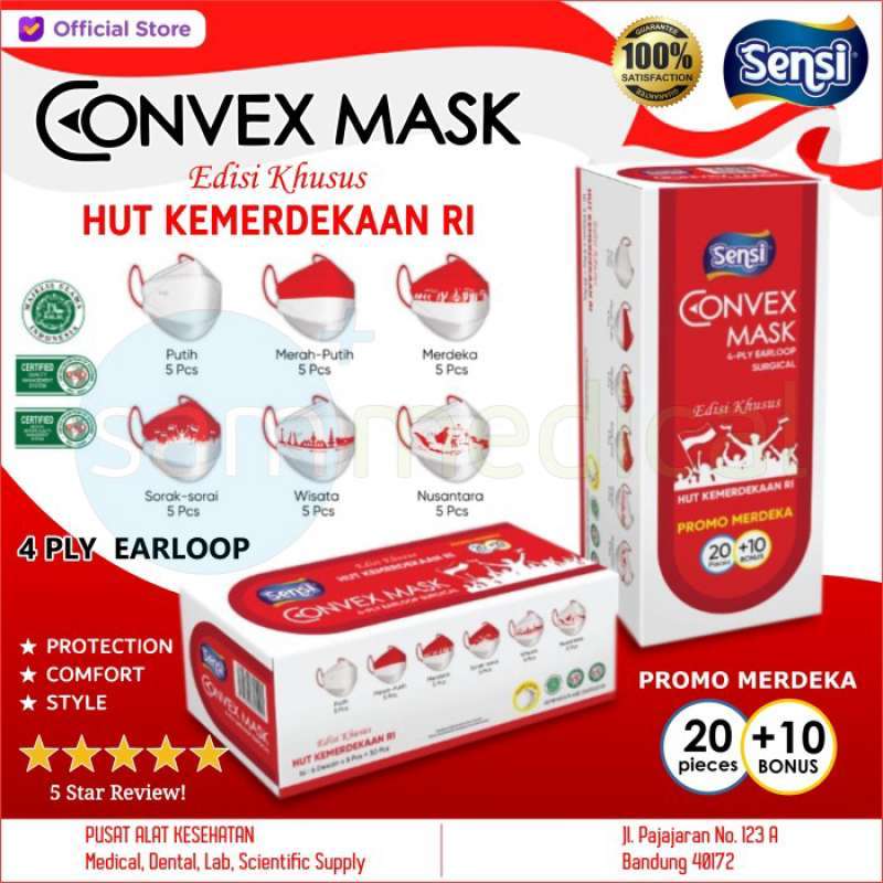 Jual Sensi Convex Mask EDISI MERAH PUTIH HUT RI isi 20+10pcs di Seller ...