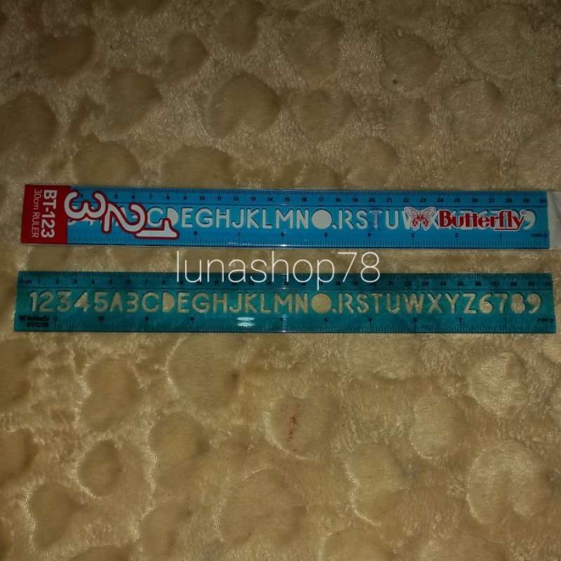 Jual Penggaris rol mal huruf alfabet Butterfly alphabet ruler 30cm di ...
