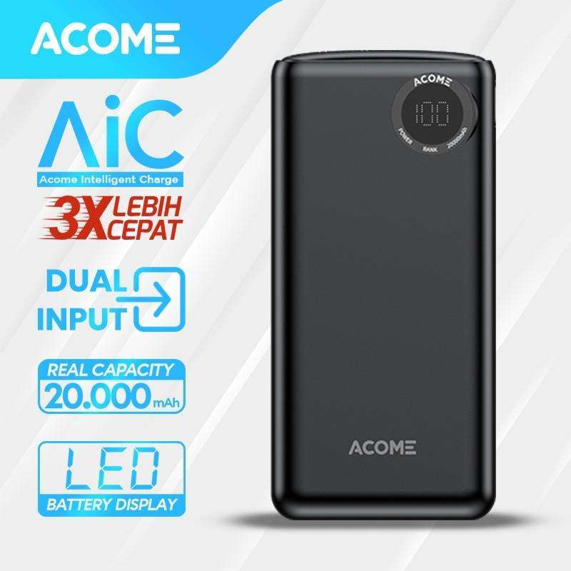Jual ACOME Powerbank 20000mAh Fast Charging LED Display Dual input ...