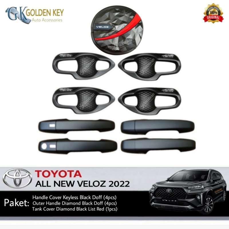 Jual PAKET All New Veloz 2022 Cover Handle Keyless + Outer Handle + Tank Cover Black Doff di ...