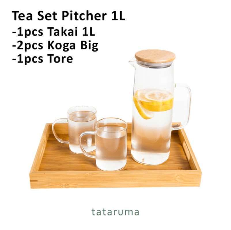 Promo Tea Set Pitcher Takai 1L Minuman Tahan Panas & 2 Gelas & Tray ...