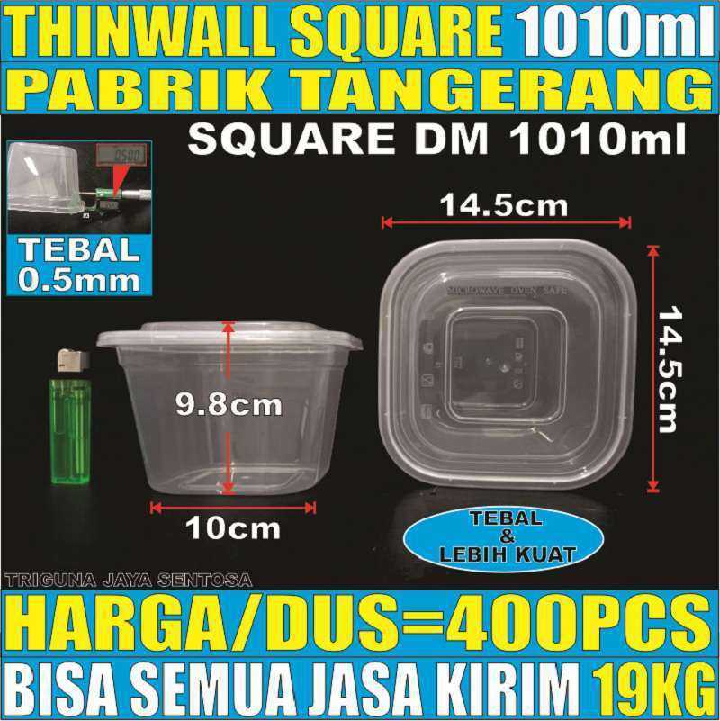 Jual Thinwall Sq 1010ml Square Per Dus Food Container Box Kotak Makanan