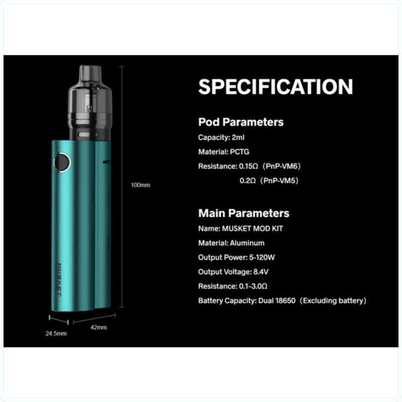 Jual Voopoo Musket 120w Mod Kit + Pnp Pod Tank By Voopoo / Musket Kit ...