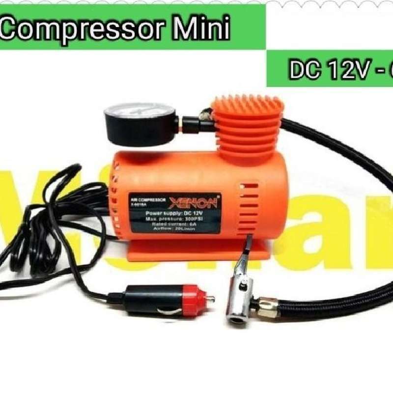 Jual Air Mini Compressor DC Warna Orange Xenon Alat Pompa Ban Mobil di ...