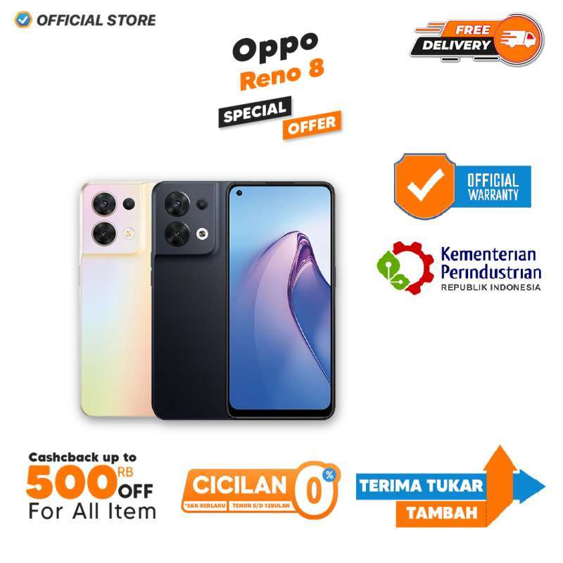 Jual Oppo Reno 8 5G 8/256GB 256 GB Black Gold Garansi Resmi 1 Tahun ...