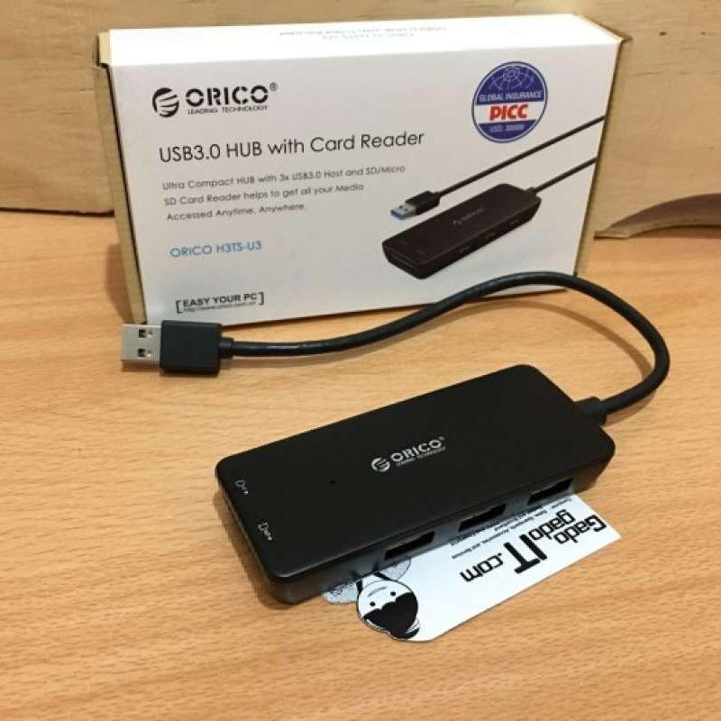 Jual ORICO H3TS-U3 USB HUB 3 Port USB 3.0 With Card Reader HUB TF & SD ...