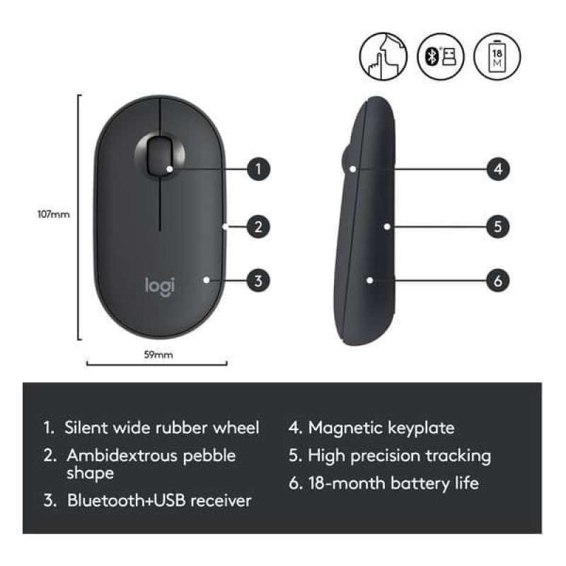 Jual Mouse Logitech Wireless Pebble M350 Mouse Bluetooth Silent Wireless 2.4 Ghz Original ...