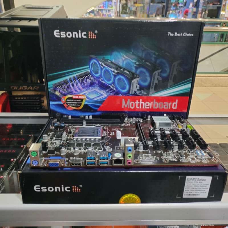 Jual Esonic B250 BTC Gladiator LGA1151 DDR4 12x PCie Miner Motherboard ...