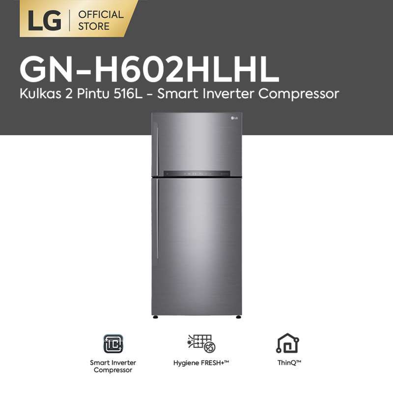 Promo LG GN-H602HLHL Kulkas 2 Pintu Inverter Linear Compressor [516 L/ 475 L/Layar LED sentuh ...
