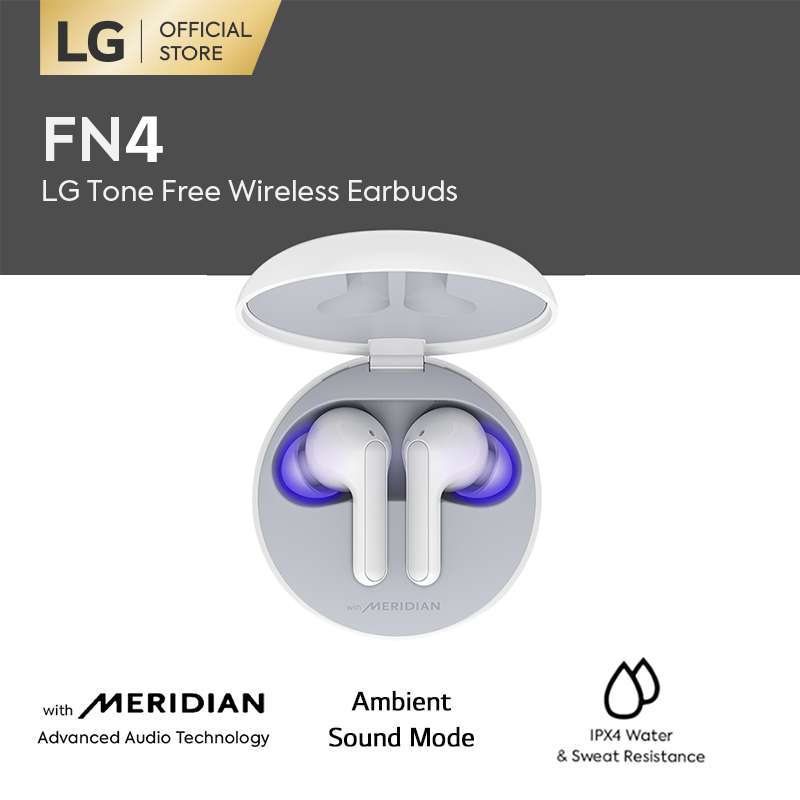 Promo LG TONE Free FN4 TWS - White [True Wireless Bluetooth Earbuds with Meridian Sound ...