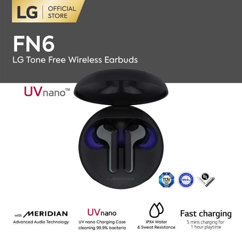 Jual LG TONE Free FN6 TWS - Black [UVNano 99.9% Bacteria/Free True ...