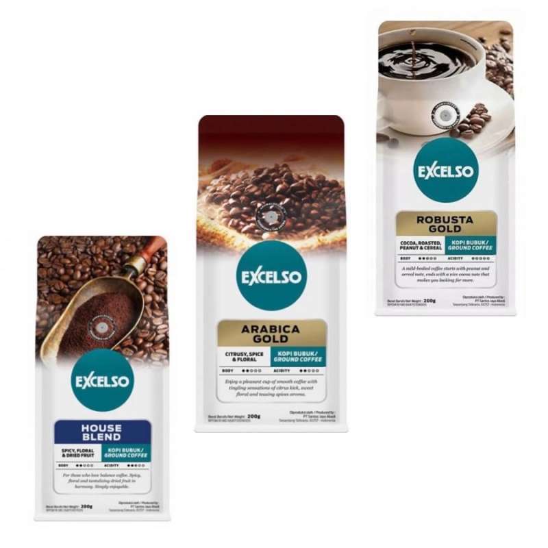 Jual Excelso kopi Robusta Gold Arabica Gold House Blend Ground Coffee ...