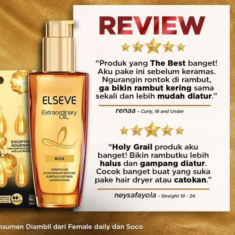 Jual L'oreal Paris Elseve Extraordinary Oil Gold Hair Treatment Serum ...