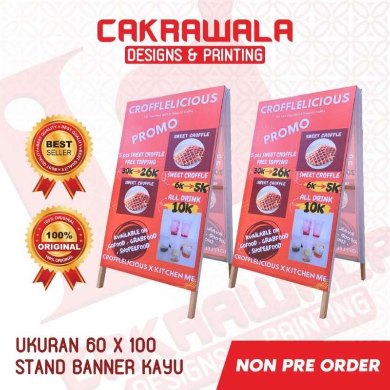 Jual Stand Banner Kayu Ukuran 60 X 100 - Segitiga Banner Kayu Promosi ...