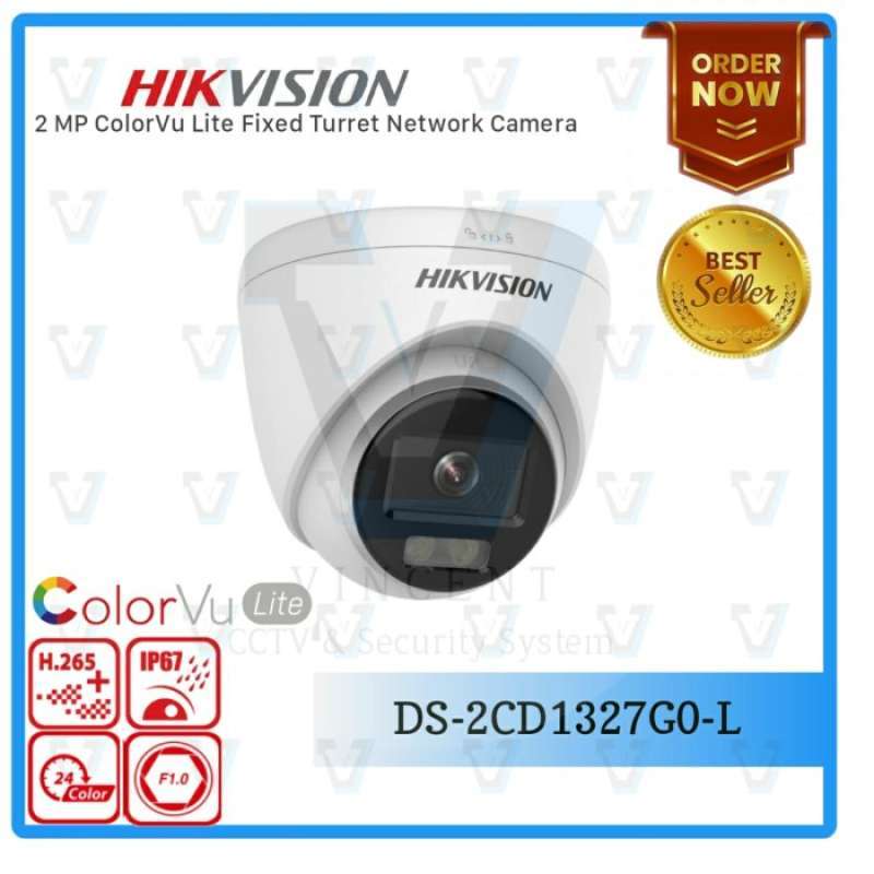 Promo Hikvision Ds 2cd1327g0 L 2mp Colorvu Fixed Turret Network Camera
