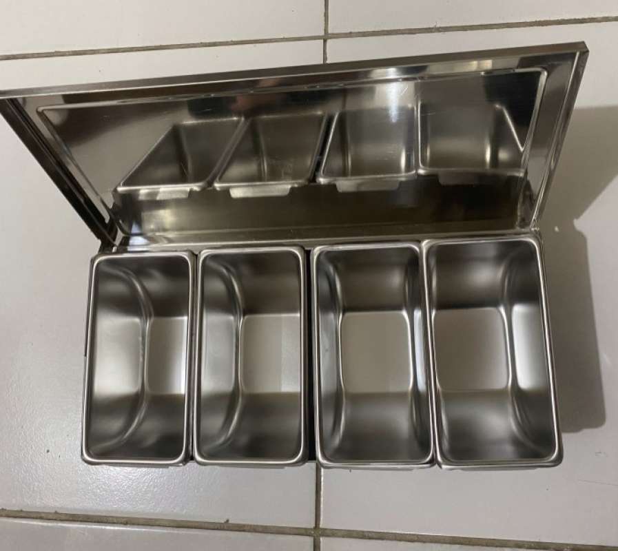 Promo Condiment Stainless Tempat Bumbu Tebal Compartment 4 Holder ...