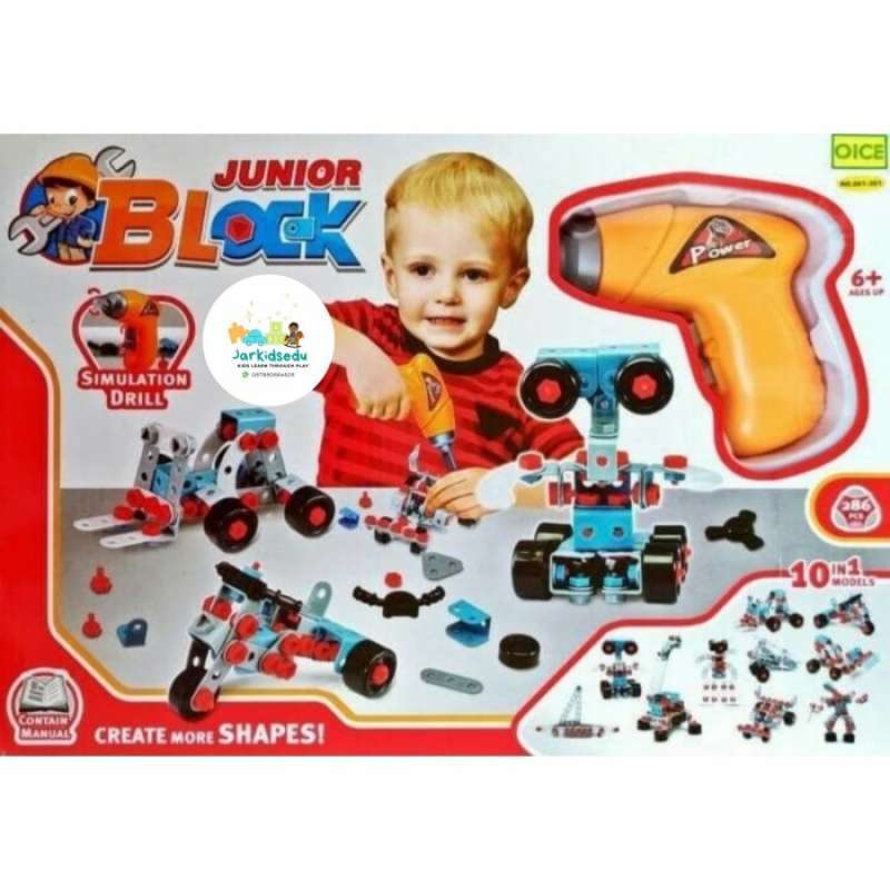 Jual Mainan Edukasi Junior Block Simulation Drill 286 Pcs Bongkar ...