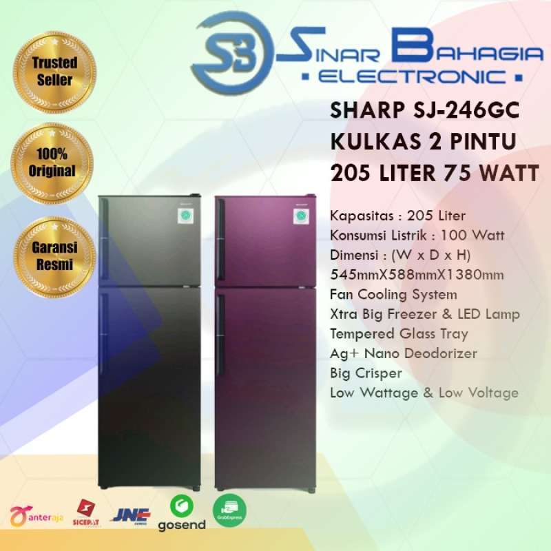 Jual SHARP SJ-246GC KULKAS 2 PINTU 205 LITER 75 WATT (NEW) (KHUSUS BANDUNG) di Seller Sinar ...