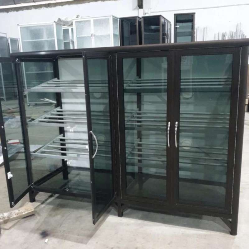 Jual Rak Sepatu Alumunium Rak Kaca 4 Susun 100x40x80 Lemari Full Kaca ...