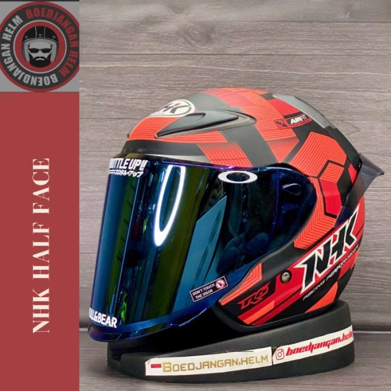 Jual NHK HELM R6 CUBE BLACK RED DOFF - HALF FACE - IRIDIUM FLAT VISOR ...