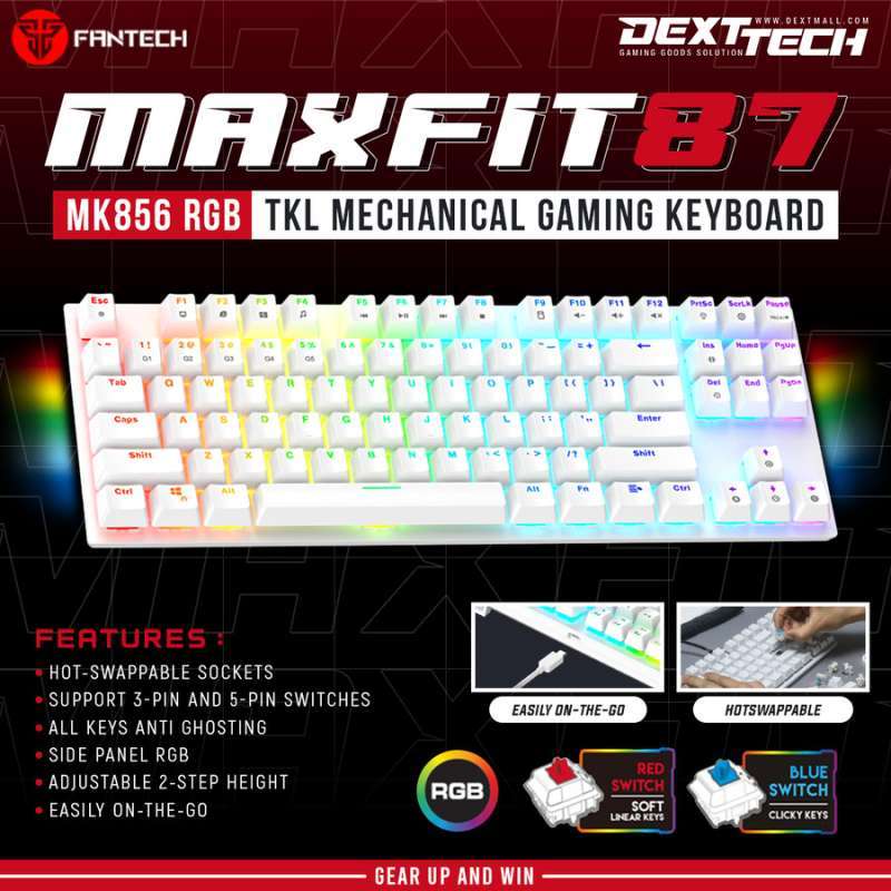 Promo Fantech MAXFIT87 MK856 RGB TKL Hotswap Mechanical Gaming Keyboard ...