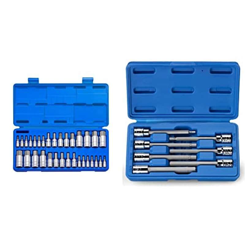 Promo NEIKO 10288A Allen Hex Bit Socket Set, 32 Piece SAE and Metric Allen Socket Set & 10072A 3 ...